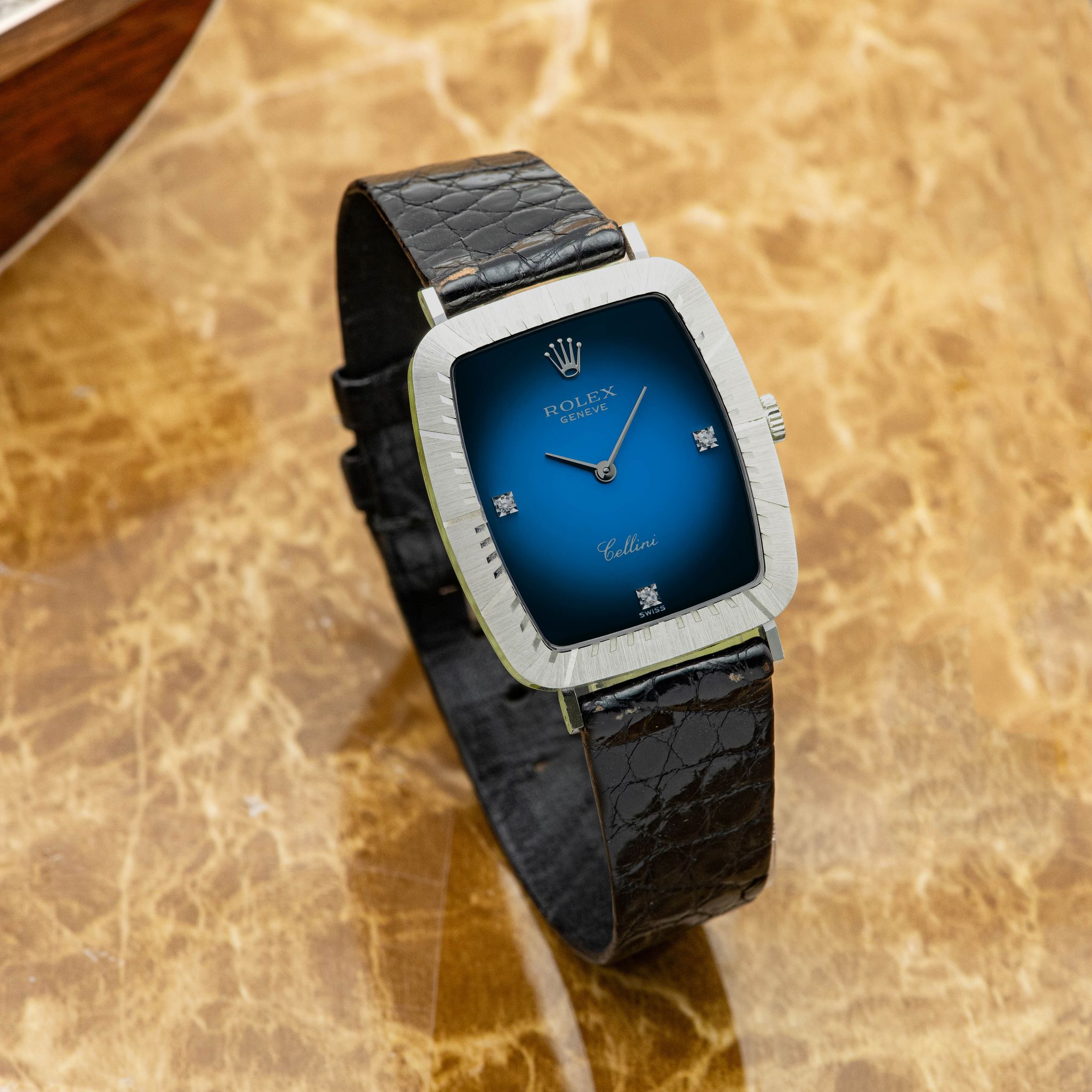 Rolex - Rolex Cellini Blue Vignette Dial Ref. 4087/9 (with Papers), c.a ...