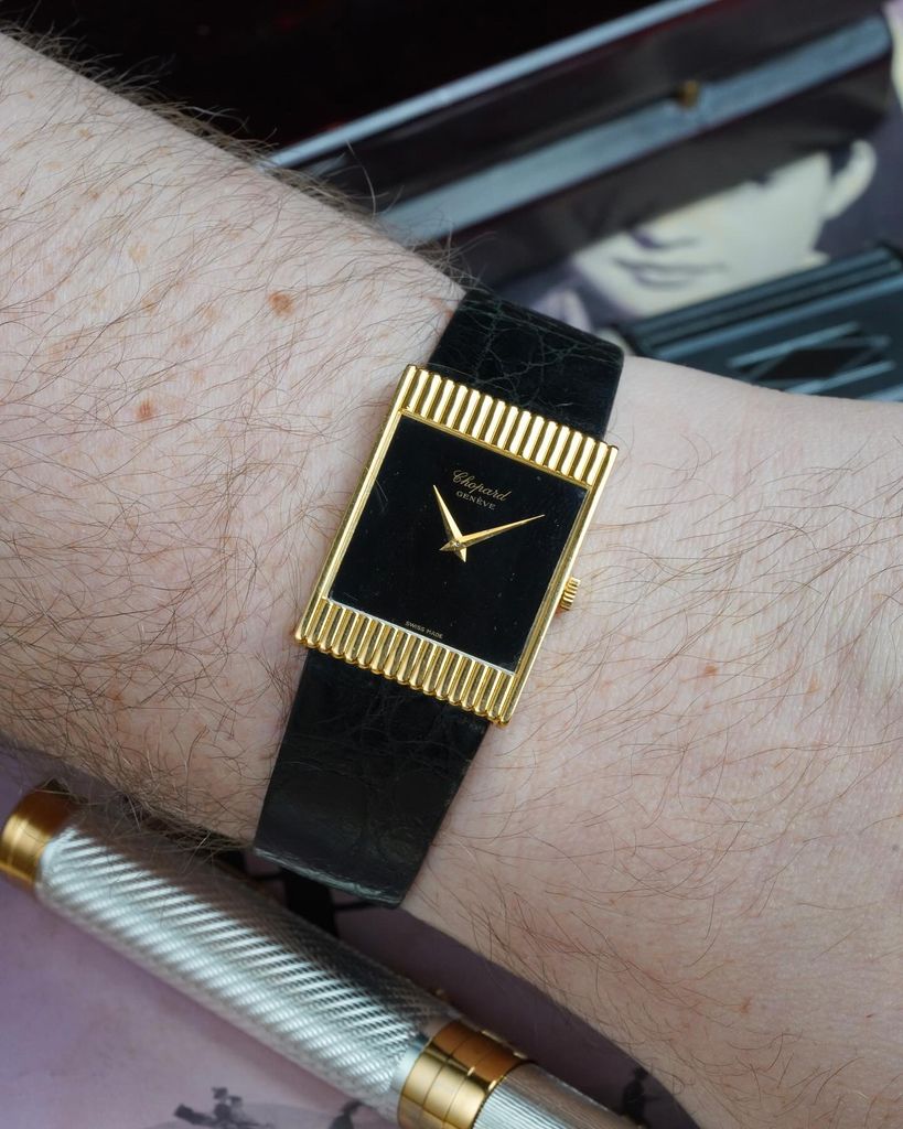 1970s Chopard Ribbed Tank 18K Yellow Gold